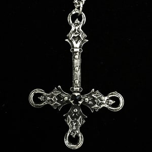 Blasphemet Gothic Inverted Cross Necklace With Swarovski Crystal - Etsy