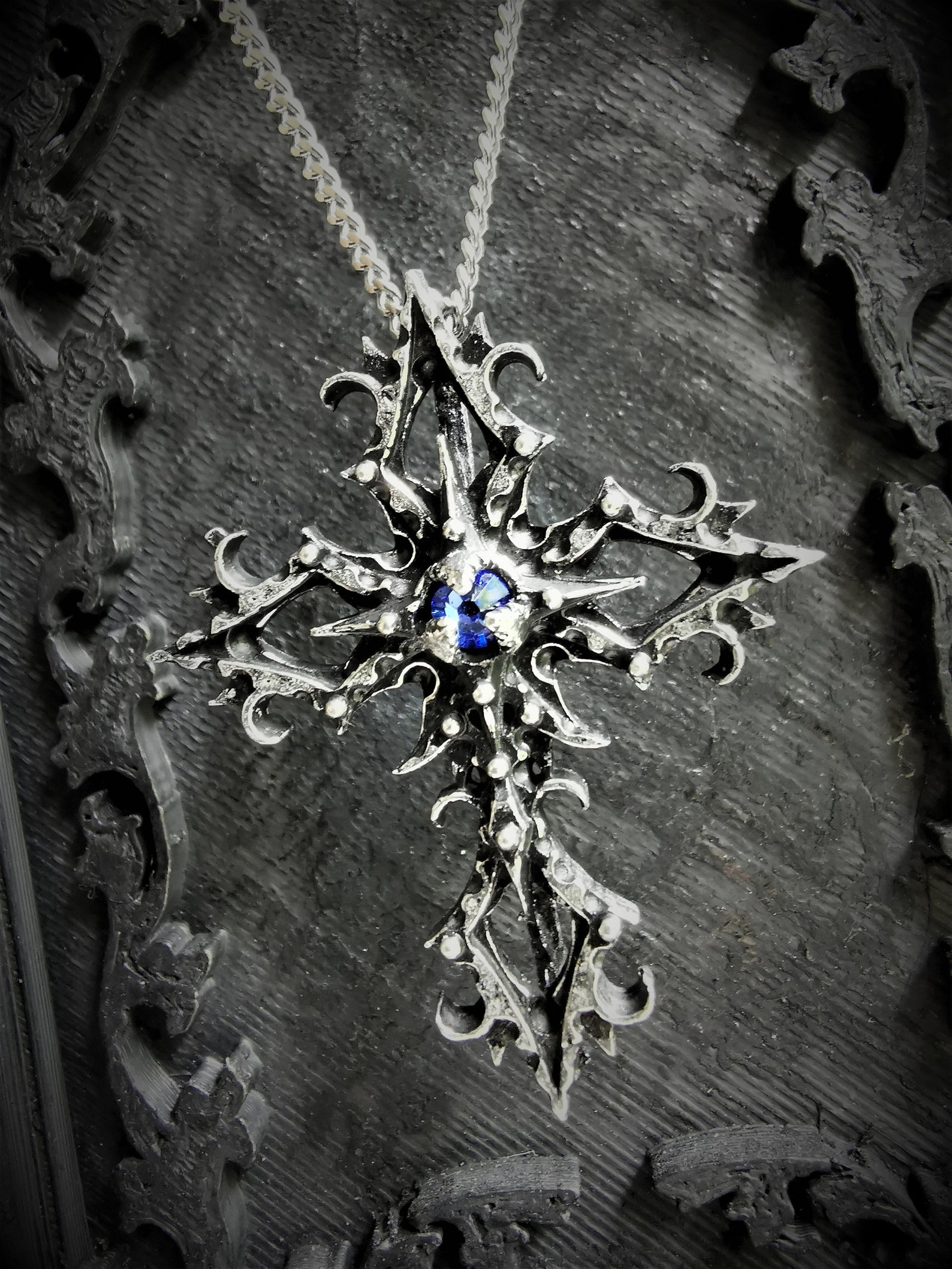 Gothic Cross Pendant With Antique Finish and Swarovski Crystal - Etsy