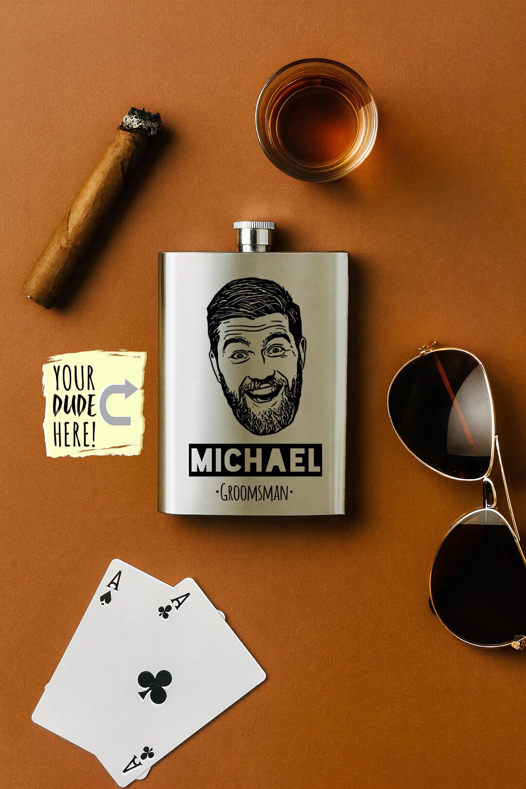 Funny Caricature Flask – Custom Party Favor & Keepsake for Bachelor ...