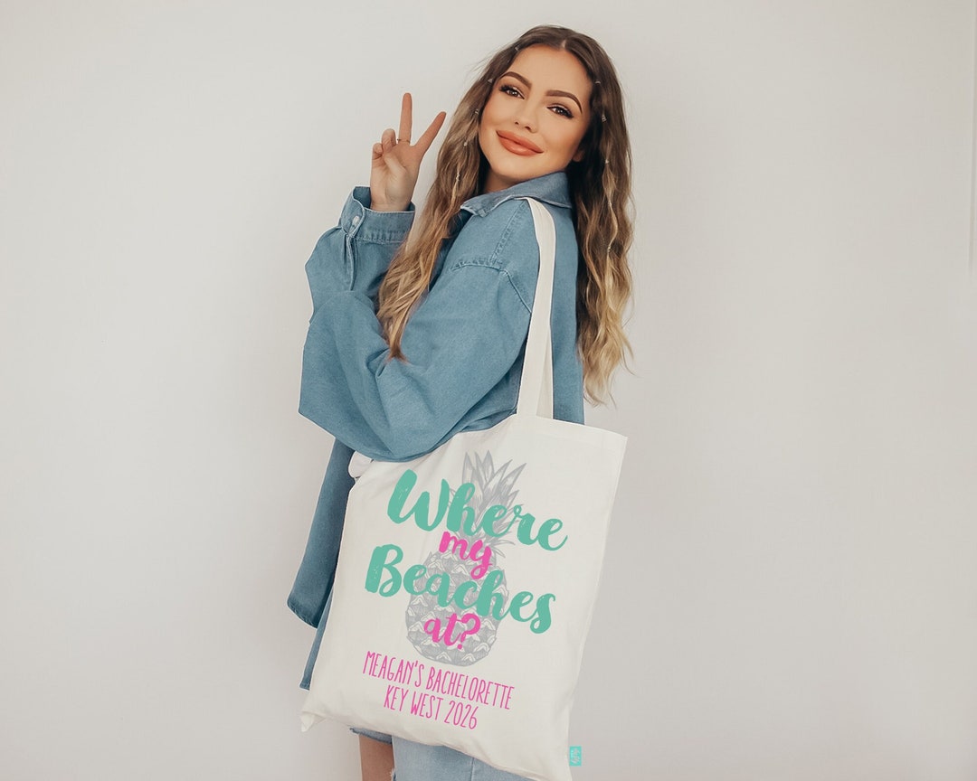 Where My Beaches at Funky-beach Bachelorette Party Tote - Wedding ...