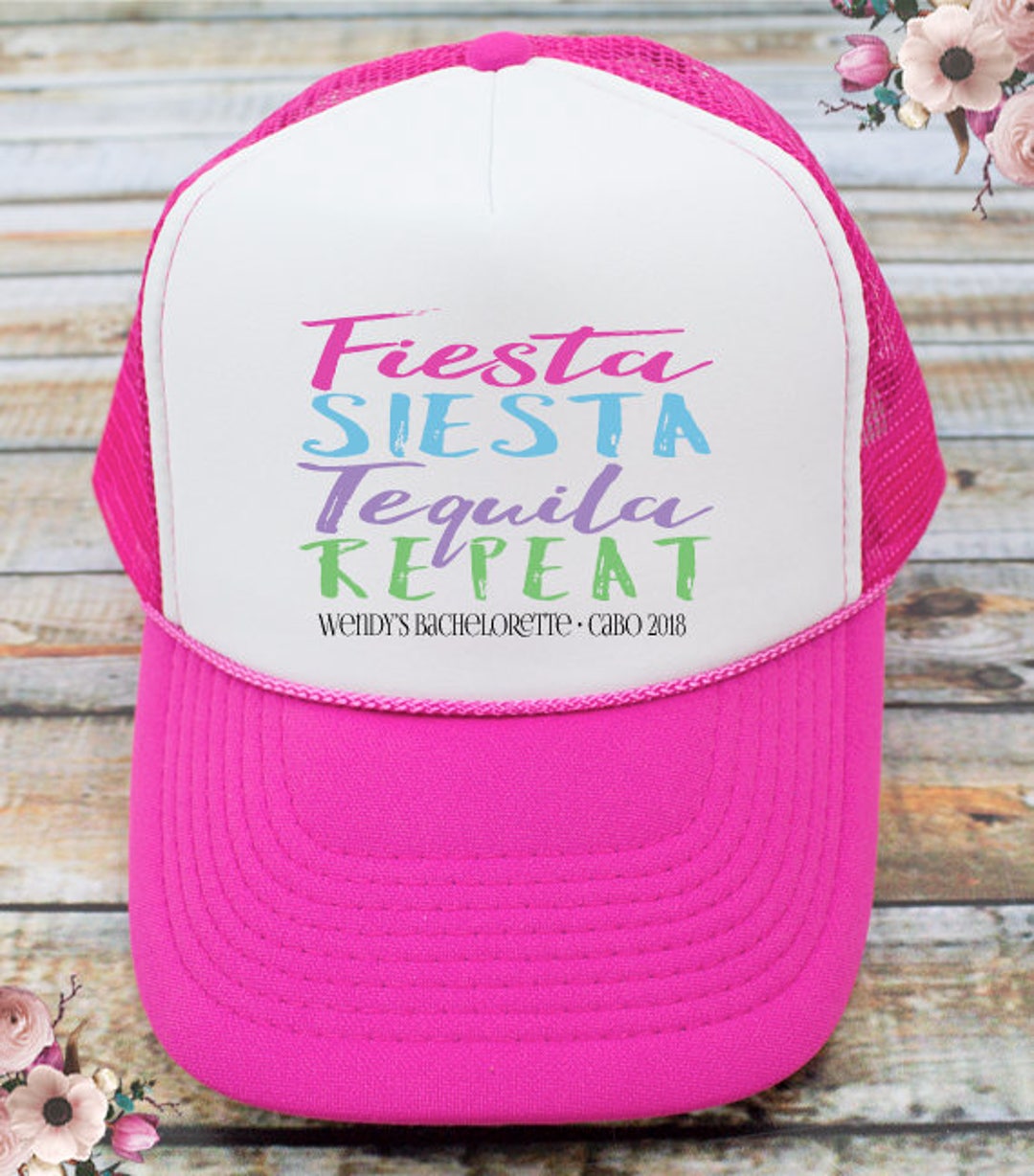 Fiesta Siesta Tequila Repeat Trucker Hat custom Bachelorette - Etsy