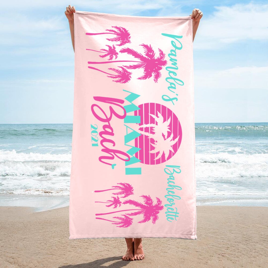 Personalized Miami Bachelorette Beach Towel | Party Favor - Etsy