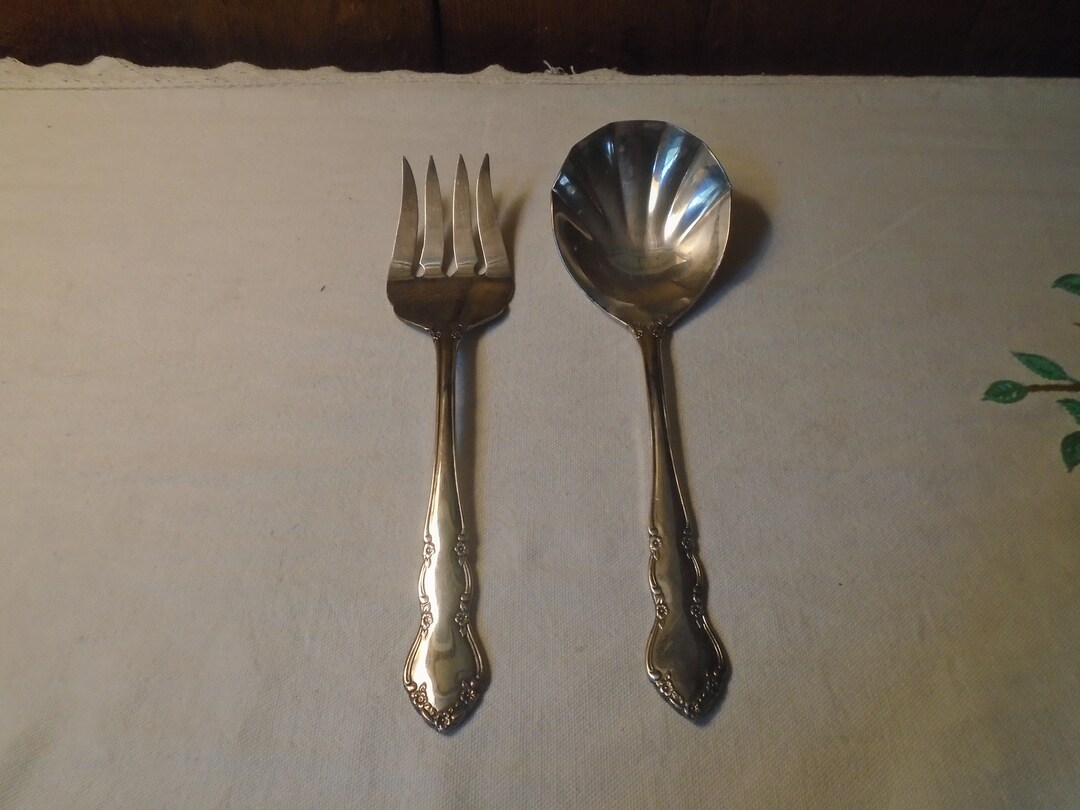 Vintage Serving Set Retroneu K 18 Pattern Salad Fork and Spoon Made in ...