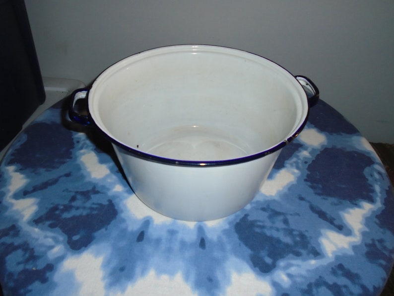Vintage Enamelware Stock Pot With Lid Farmhouse Kitchen Decor - Etsy
