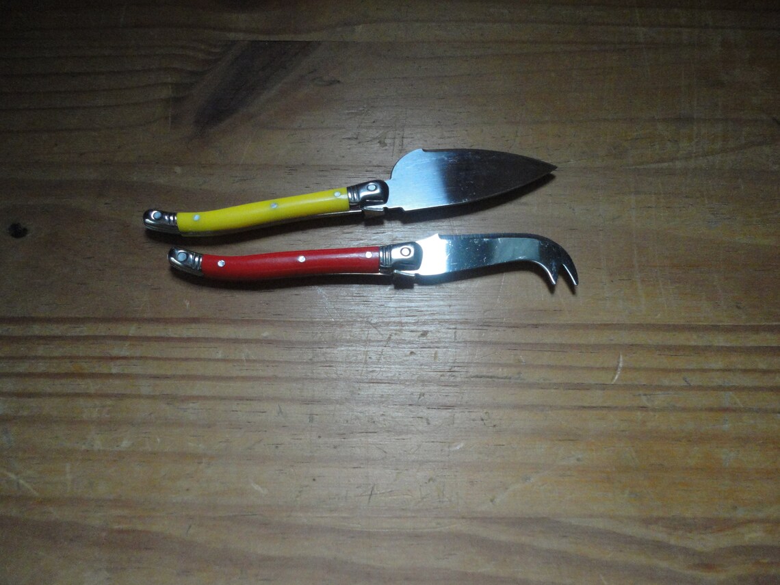 Vintage Yellow Red Handle Cheese Slicer Spreader Knives - Etsy