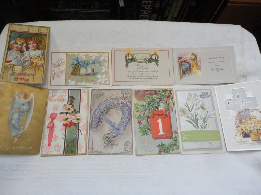 Victorian Collectible Unused Postcards Holiday Cards Lot of Ten Raised ...