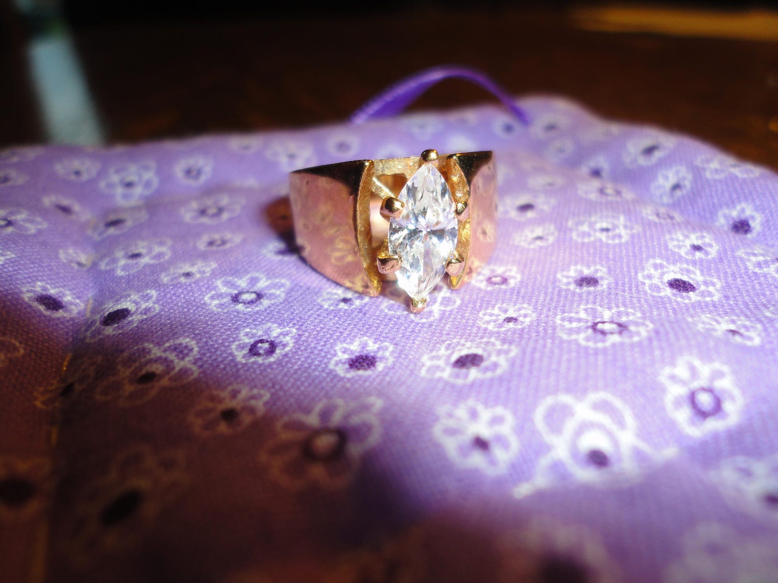 Marquise Cut Ring Cubic Zirconia Gold Tone Hallmarked RINC - Etsy