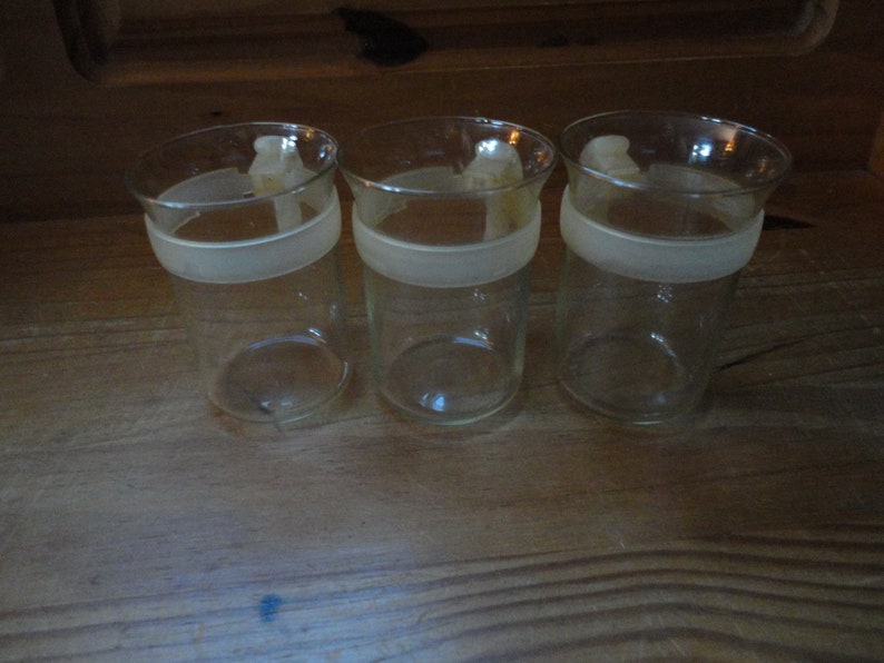 Vintage Clear Glass Cups With Plastic Removable Handles Set of | Etsy