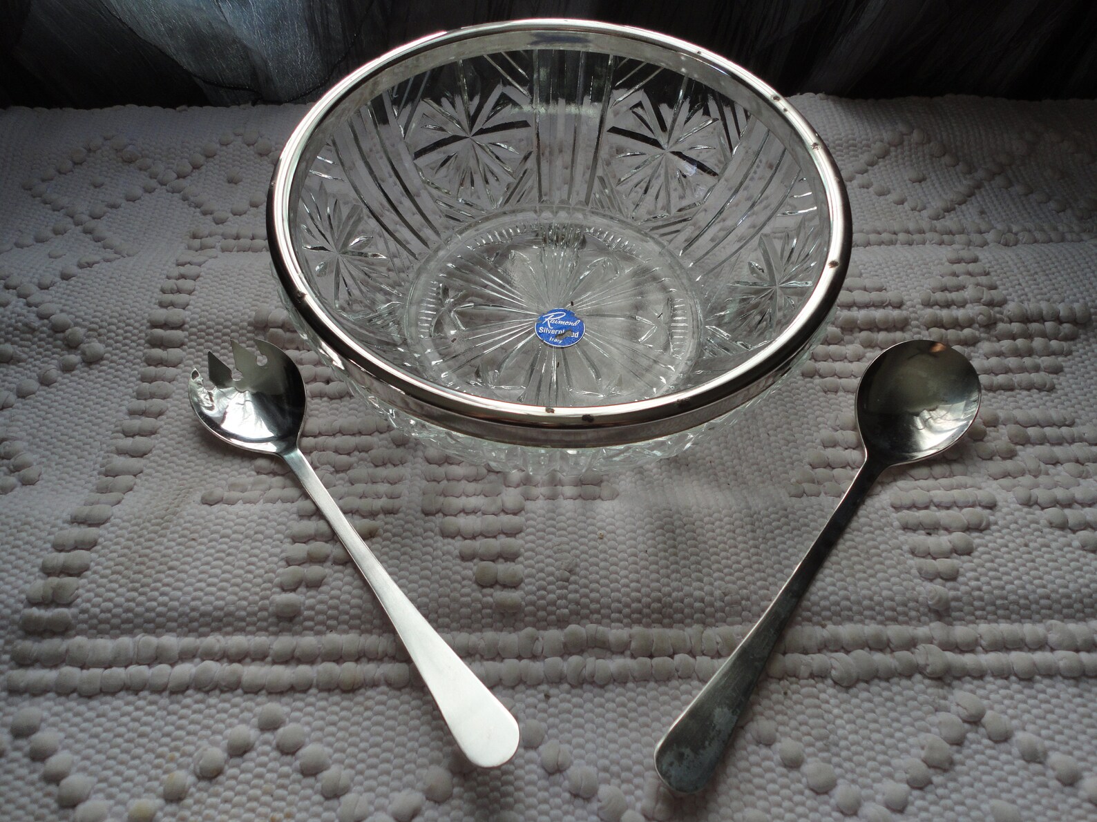 Vintage Raimond Italy Silver Plated Rim Crystal Salad Bowl | Etsy