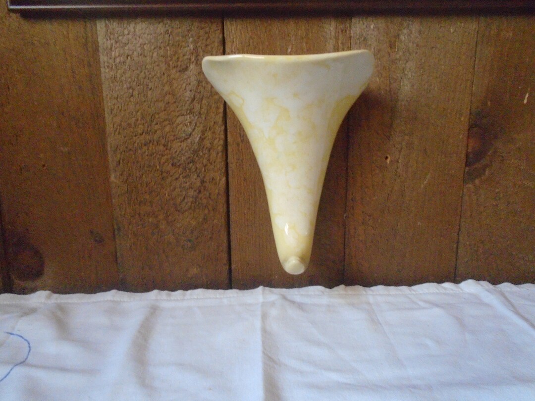 Vintage Yellow USA #73 Brush Pottery Stardust Wall Pocket Hanging Vase ...