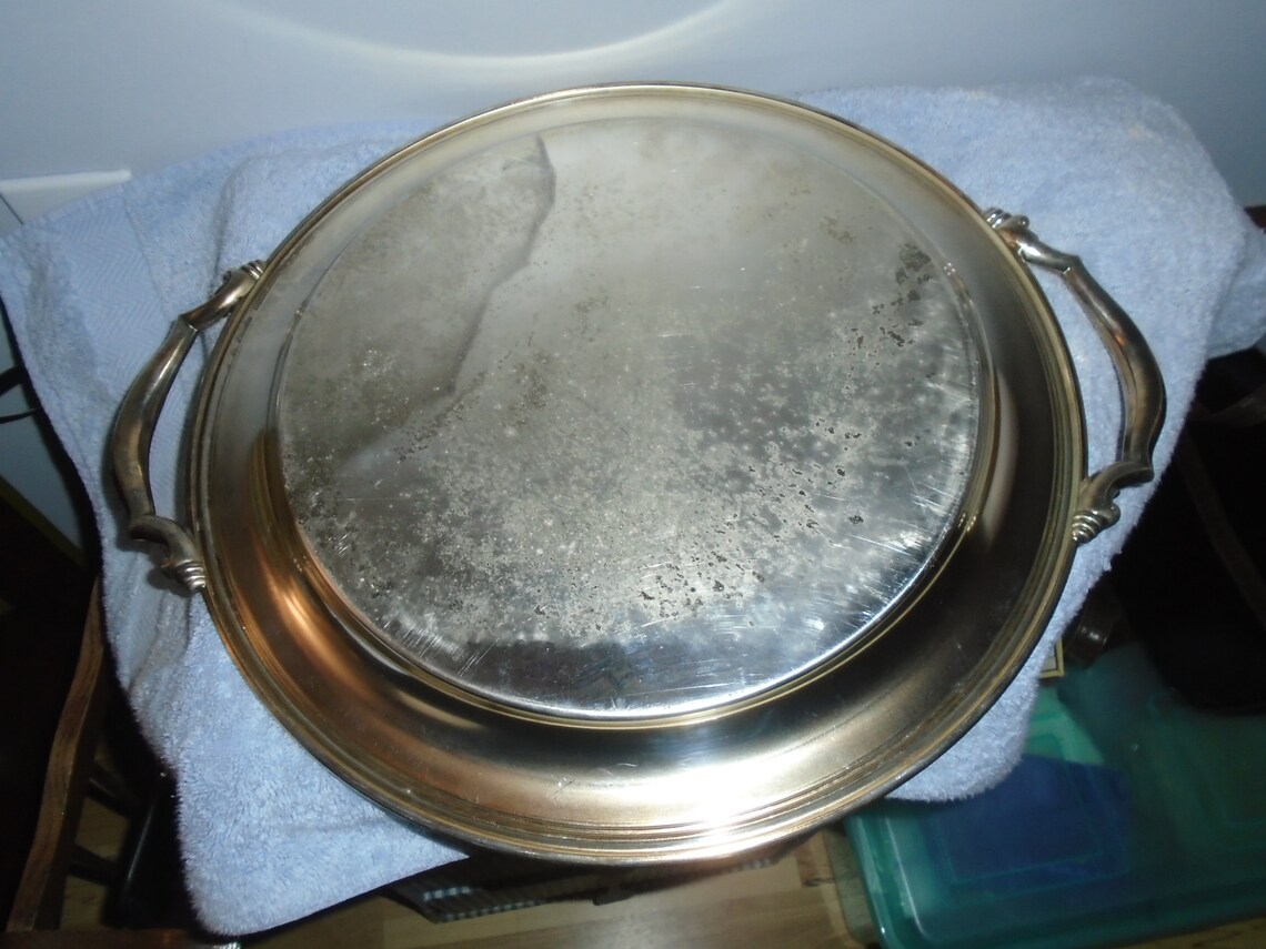 Vintage Oneida USA Round Silver Plate Butler Tray With Handles - Etsy