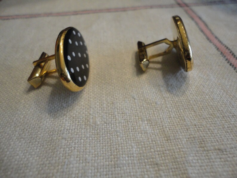 Victoria Flemming Cuff Links Hand Painted Porcelain Black and White ...
