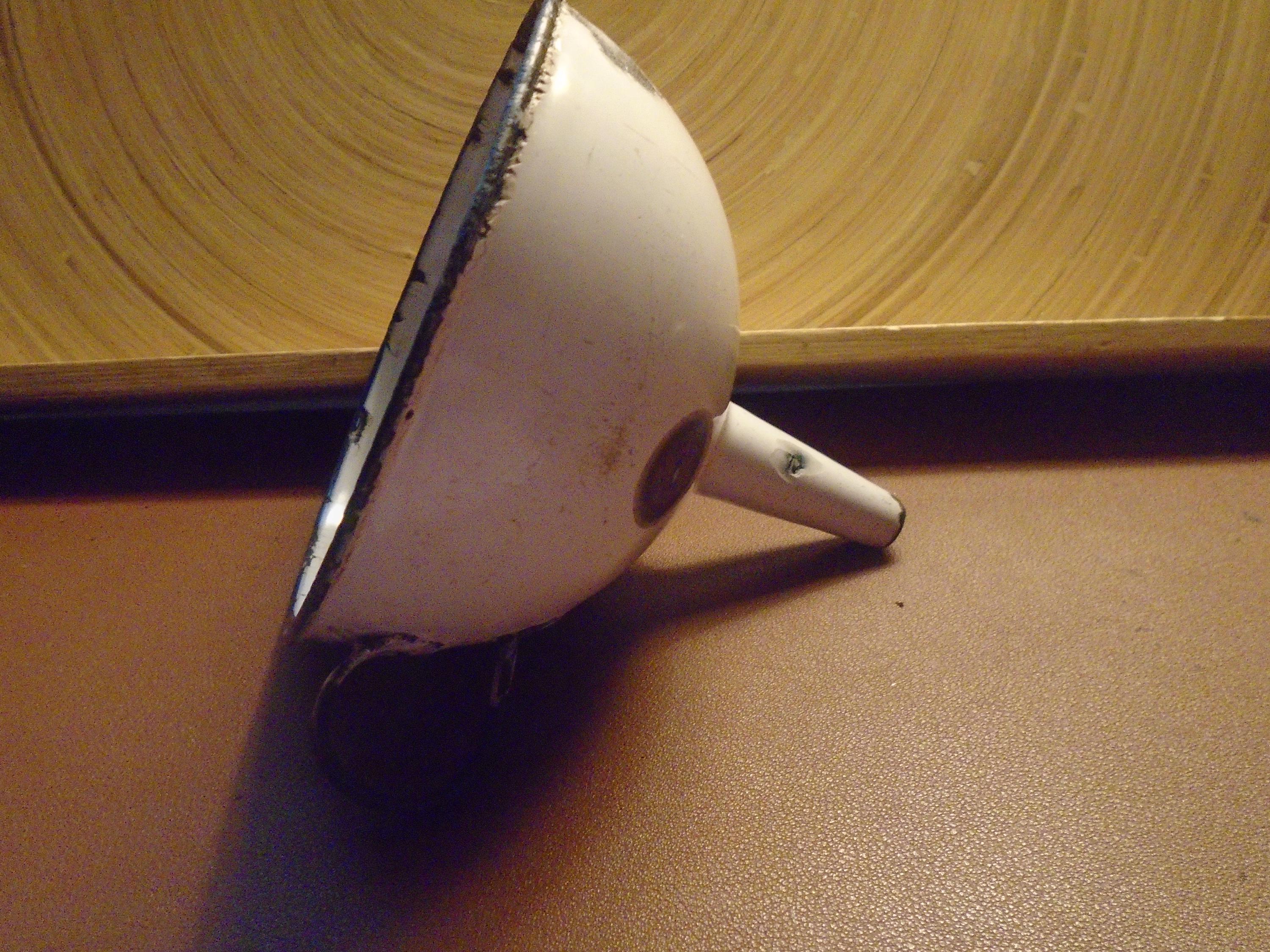 Vintage White Blue Trim Enamelware Funnel Farmhouse Kitchen Black Trim ...