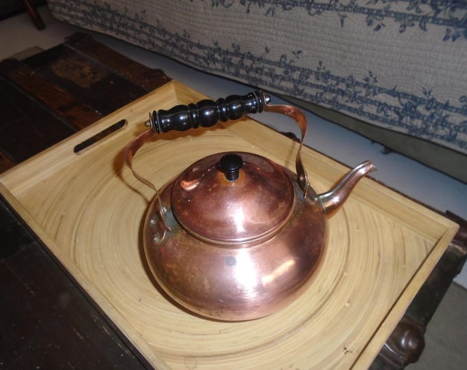 Douro B and M Copper Tone Metal Whistling Teapot Kettle With Black Roll ...