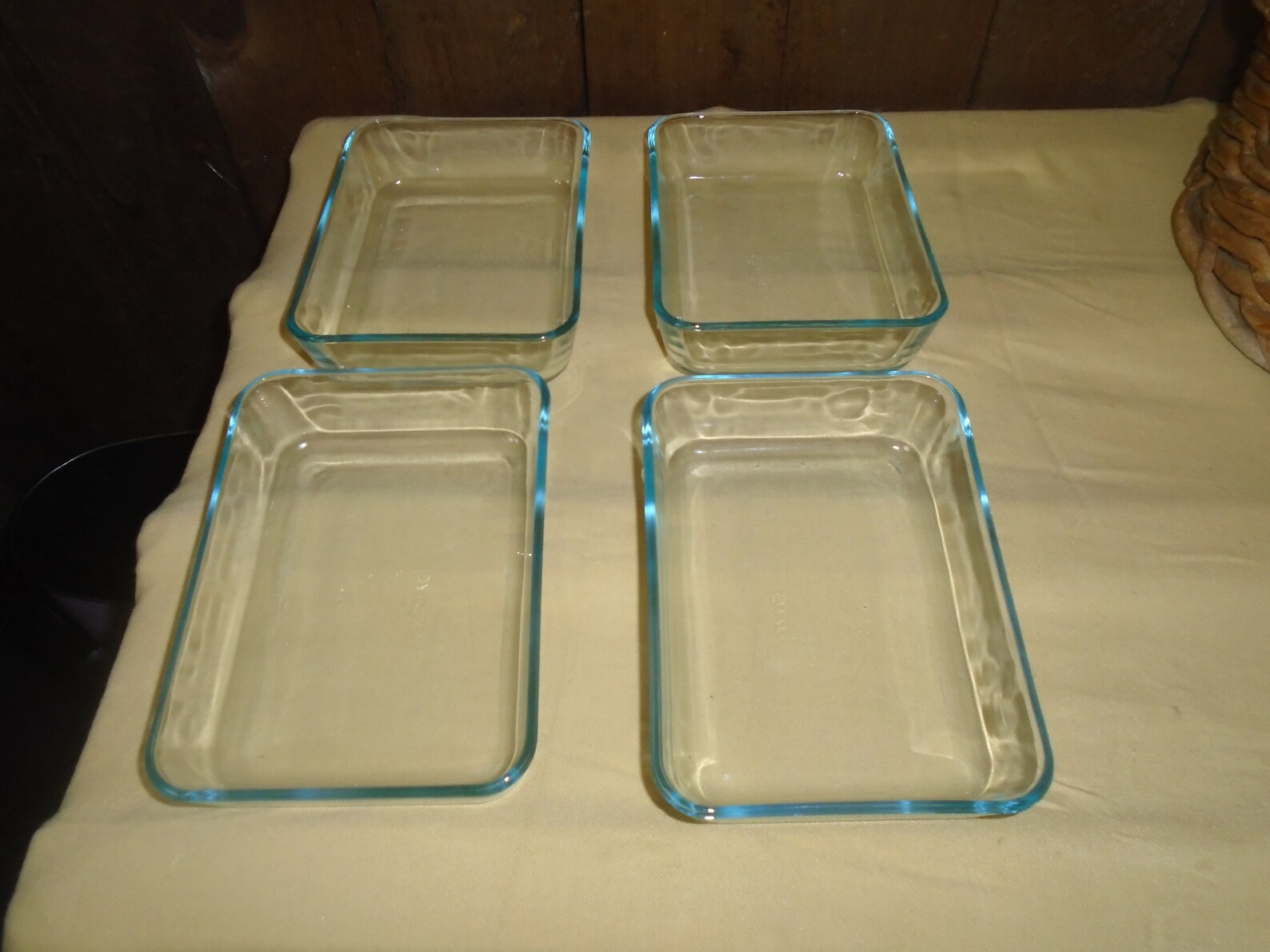 Vintage Pyrex 7210 Blue Tint Glass Set of Four 3 Cup Rectangle - Etsy