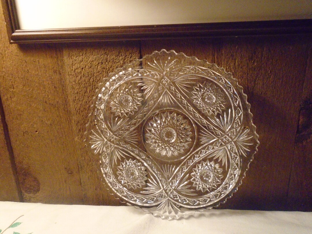 Vintage Clear Glass Star and Diamond Pattern Sandwich Plate - Etsy