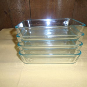 Vintage Pyrex 7210 Blue Tint Glass Set of Four 3 Cup Rectangle ...