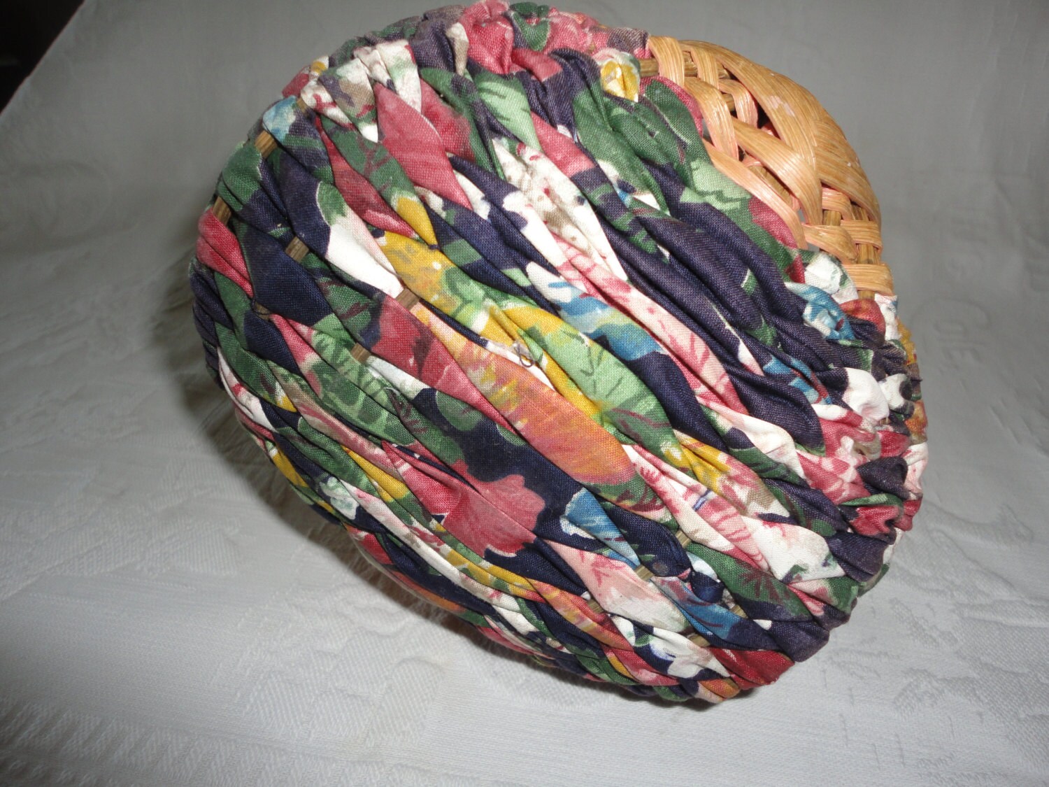 Wood Handle Rag Rolled Basket Vintage Home Decor - Etsy