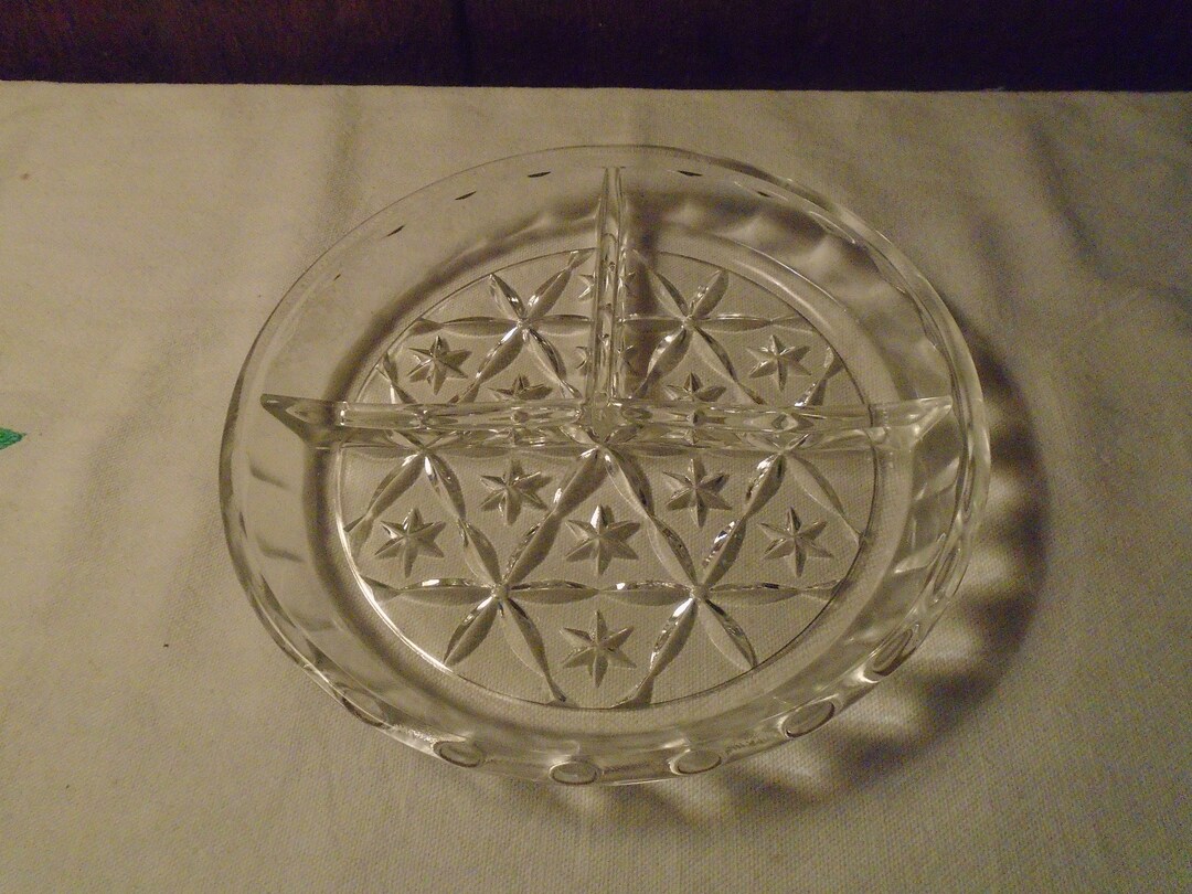 Vintage Clear Glass Star Design Three Section Serving Dish - Etsy