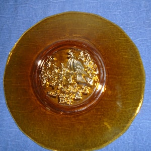 Vintage Partridge in a Pear Tree Amber Glass Decorative Plate Tiara ...