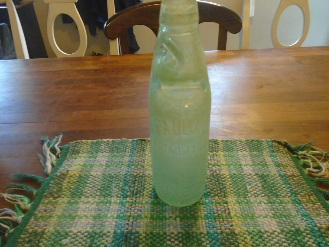 Antique N Paul London Codd Bottle, Green Glass With Marble - Etsy