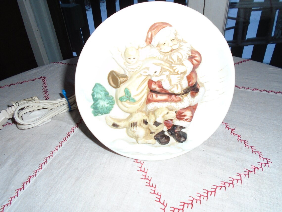 Vintage Ceramic Santa Claus Delivering Presents Night Light | Etsy