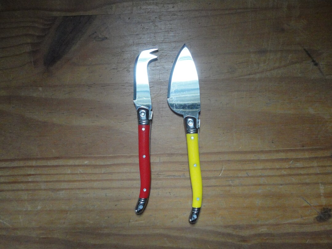 Vintage Yellow Red Handle Cheese Slicer Spreader Knives - Etsy