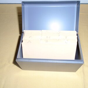 Vintage Gray Metal Recipe File Box Index Card Holder With Alphabet ...