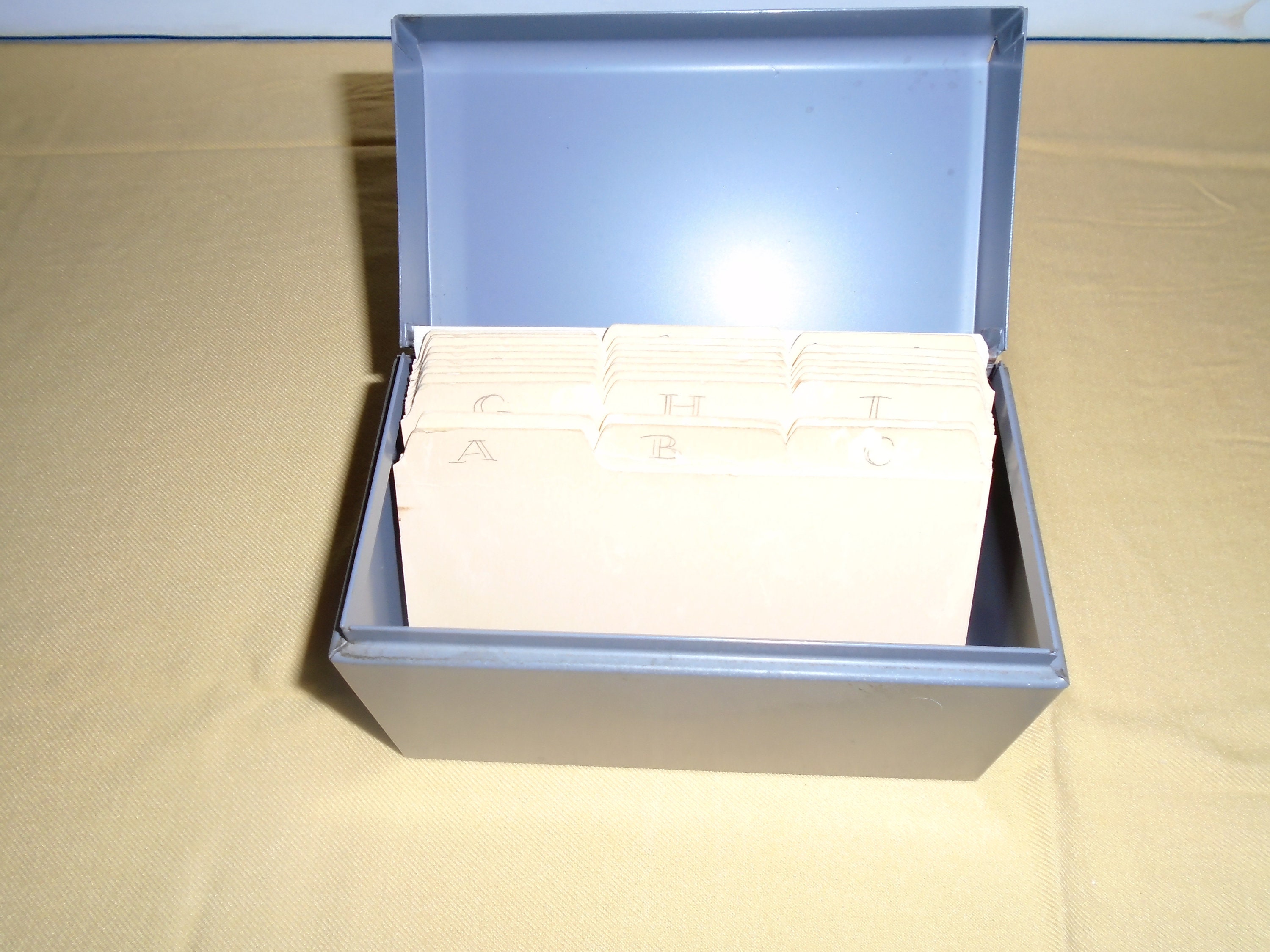 Vintage Gray Metal Recipe File Box Index Card Holder With - Etsy