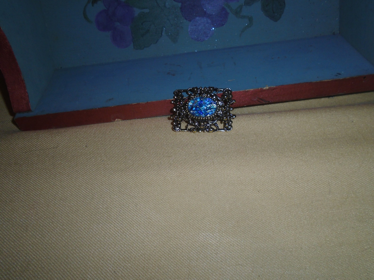 Vintage Blue Confetti Glass Brooch Gold Tone Filigree Pin - Etsy
