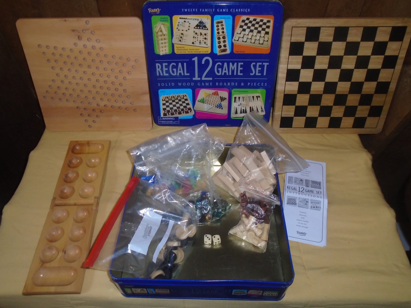 Vintage Solid Wood 12 Game Set by Regal Tin Boxed - Etsy