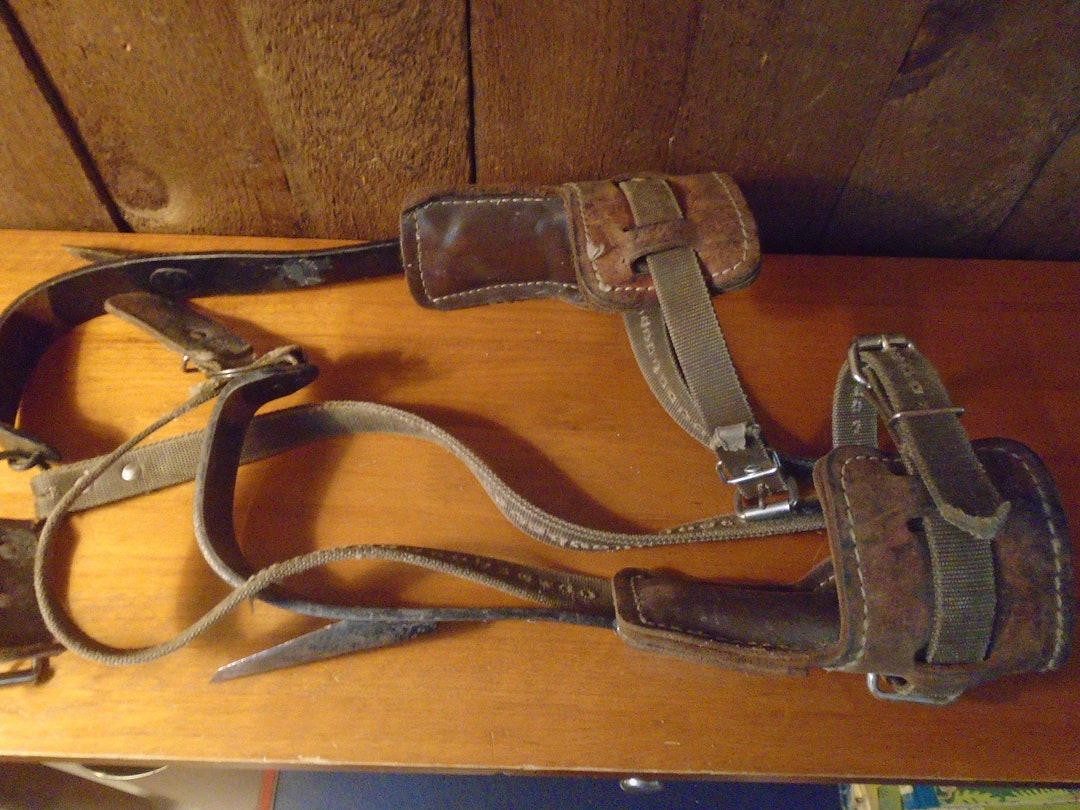 Vintage Buckingham 9142 Tree Climbing Adjustable Spikes Spur Gaffs Set ...