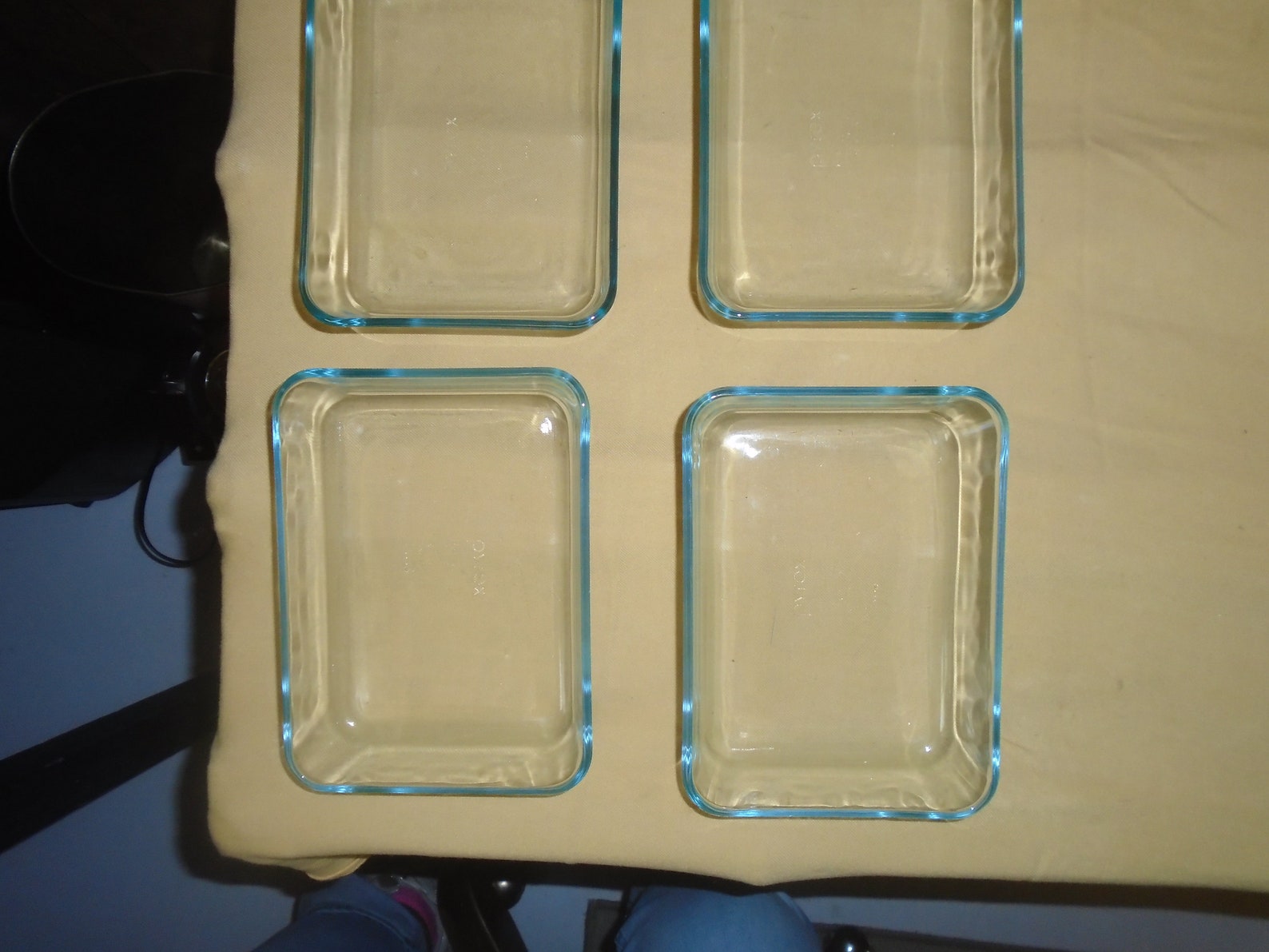 Vintage Pyrex 7210 Blue Tint Glass Set of Four 3 Cup Rectangle - Etsy