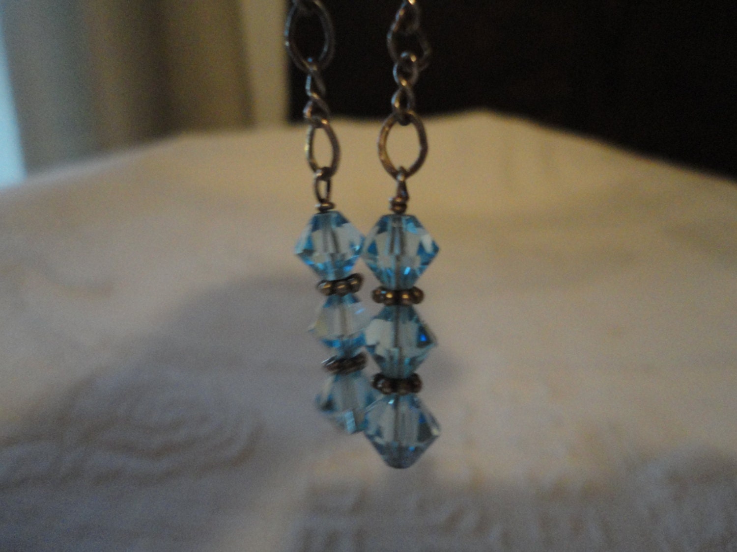 Aquamarine Color Crystal Glass Dangle Earrings March | Etsy