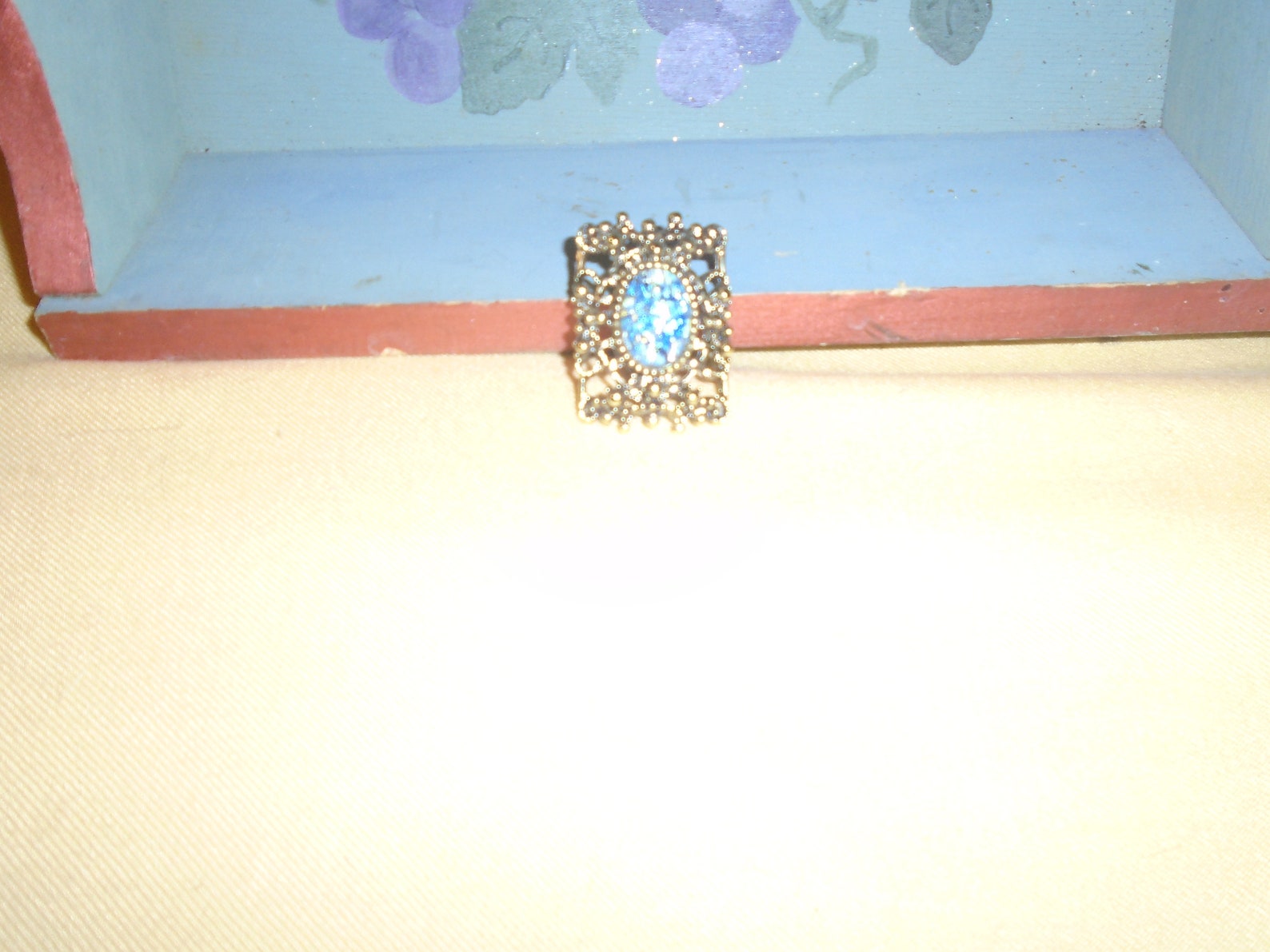 Vintage Blue Confetti Glass Brooch Gold Tone Filigree Pin - Etsy