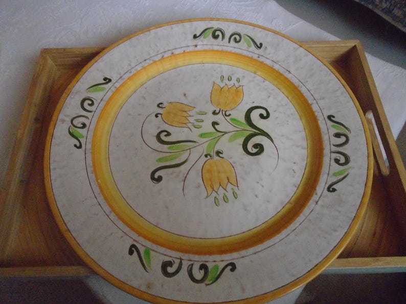 Stangl Pottery Terra Rose Hand Painted Yellow Tulip Platter - Etsy