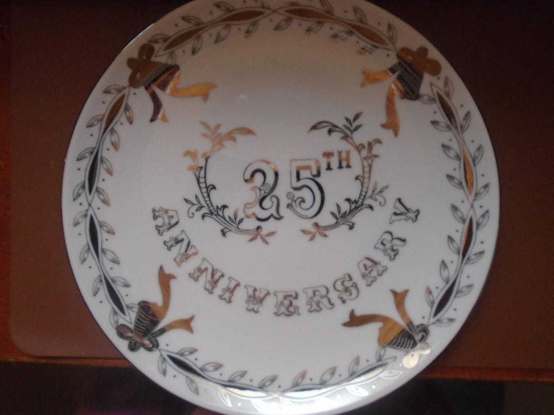 Vintage Lefton China Hand Painted 25th Anniversary Decorative Plate 285 ...