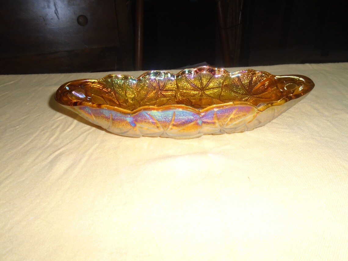 Vintage Iridescent Indiana Glass Marigold Sunflower Pattern Carnival ...