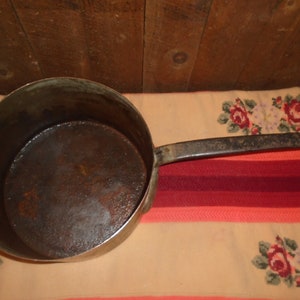 Antique Primitive Heavy Large Cast Iron Handle Cooking Pot With Copper ...