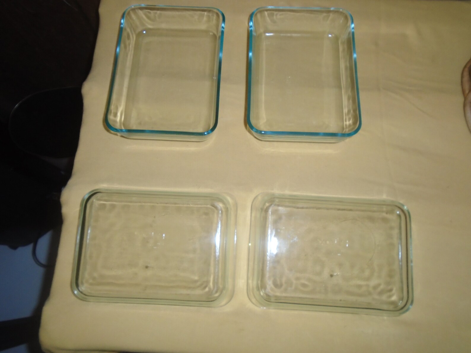 Vintage Pyrex 7210 Blue Tint Glass Set of Four 3 Cup Rectangle ...