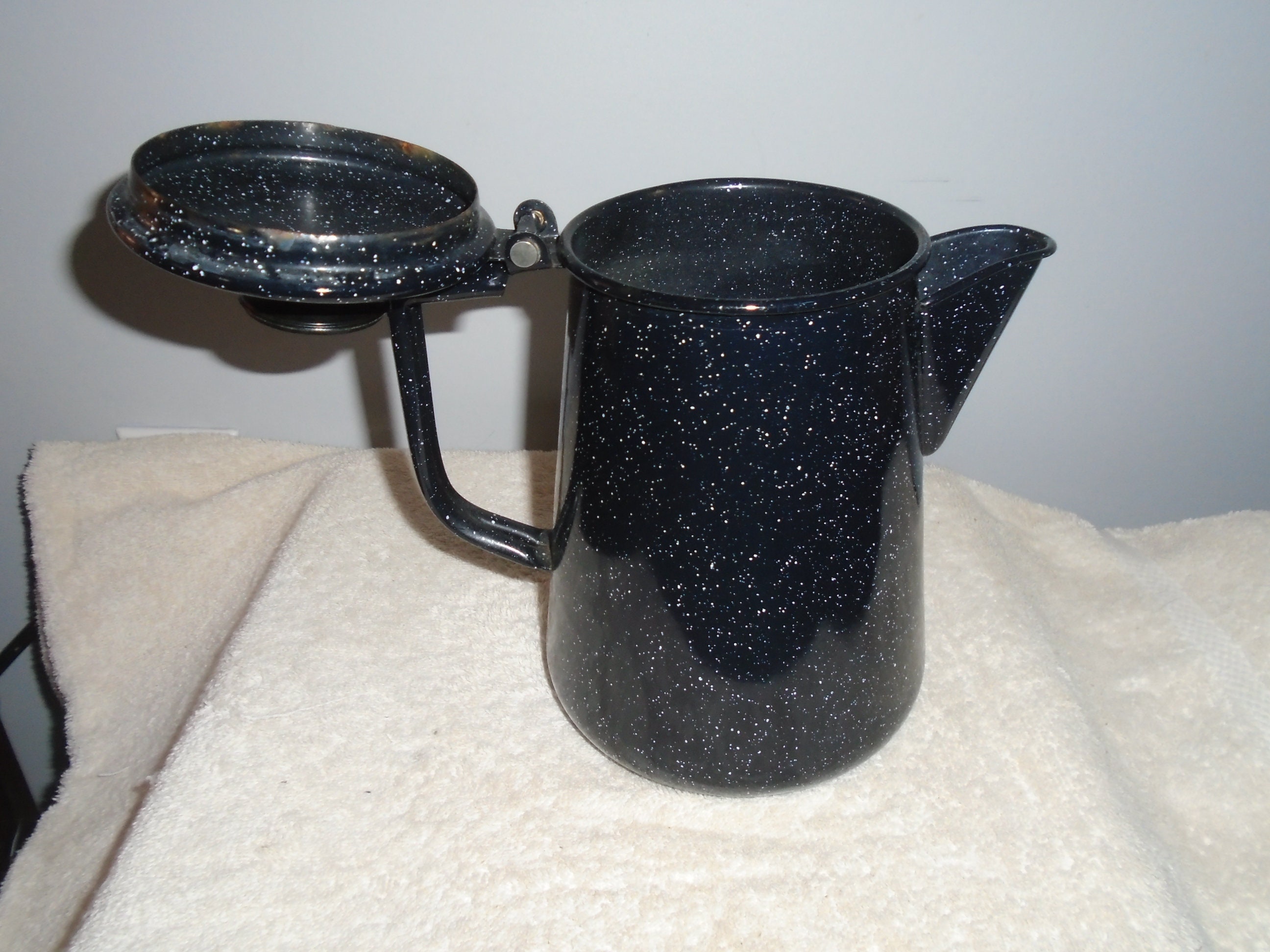 Vintage Blue Enamelware Fireside Camping Coffee Pot | Etsy