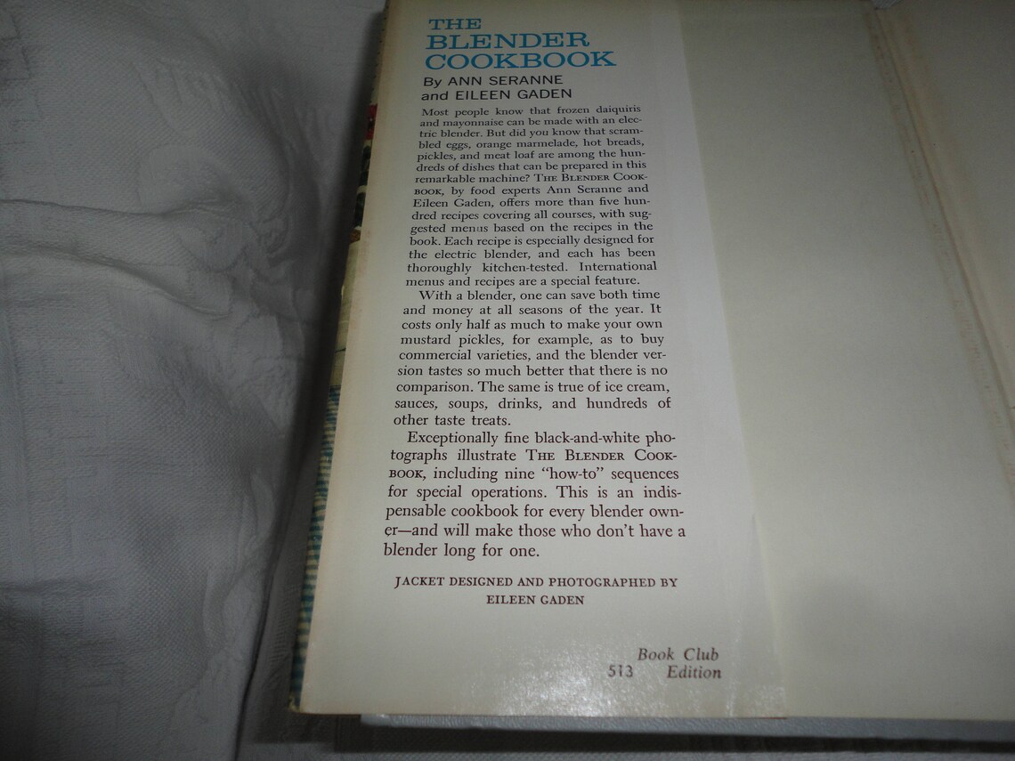 The Blender Cookbook by Ann Seranne and Eileen Gaden Vintage Recipes - Etsy