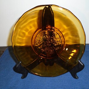 Vintage Partridge in a Pear Tree Amber Glass Decorative Plate Tiara ...