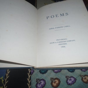 Poems by Anna Parker Carll First Edition Hardcover Book - Etsy