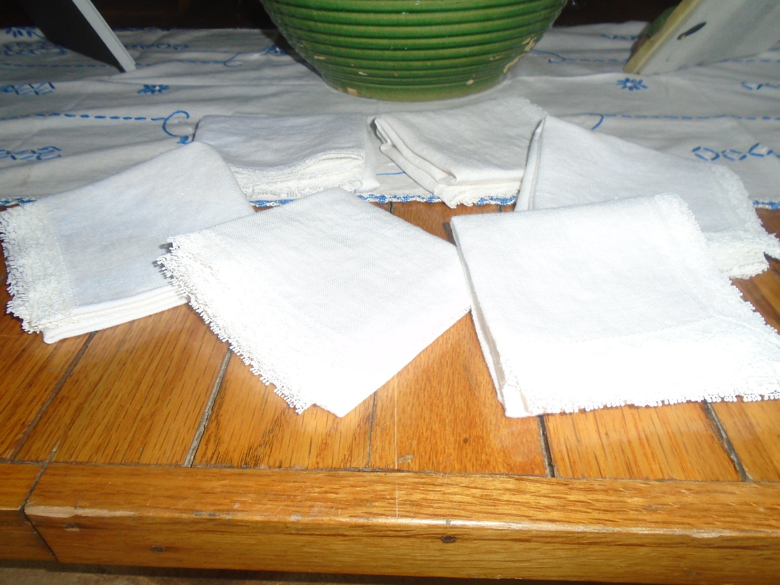 Vintage off White Lace Edge Linen Table Napkins Dresser - Etsy