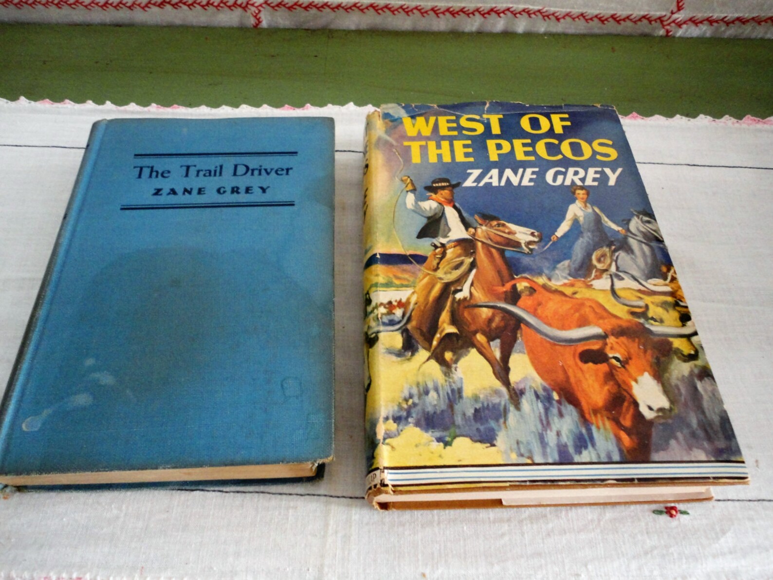 Antique Zane Grey Hardcover Book Set: the Trail Driver, West of the ...