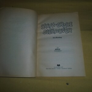 Vintage Sixth- Grade Sleepover Softcover Book by Eve Bunting - Etsy