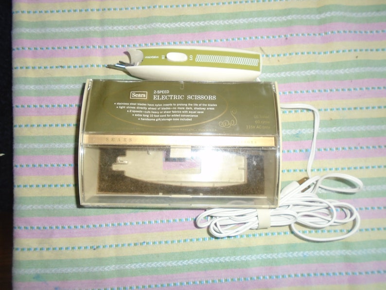 Vintage Green and White Sears Electric 2 Speed Scissors With - Etsy