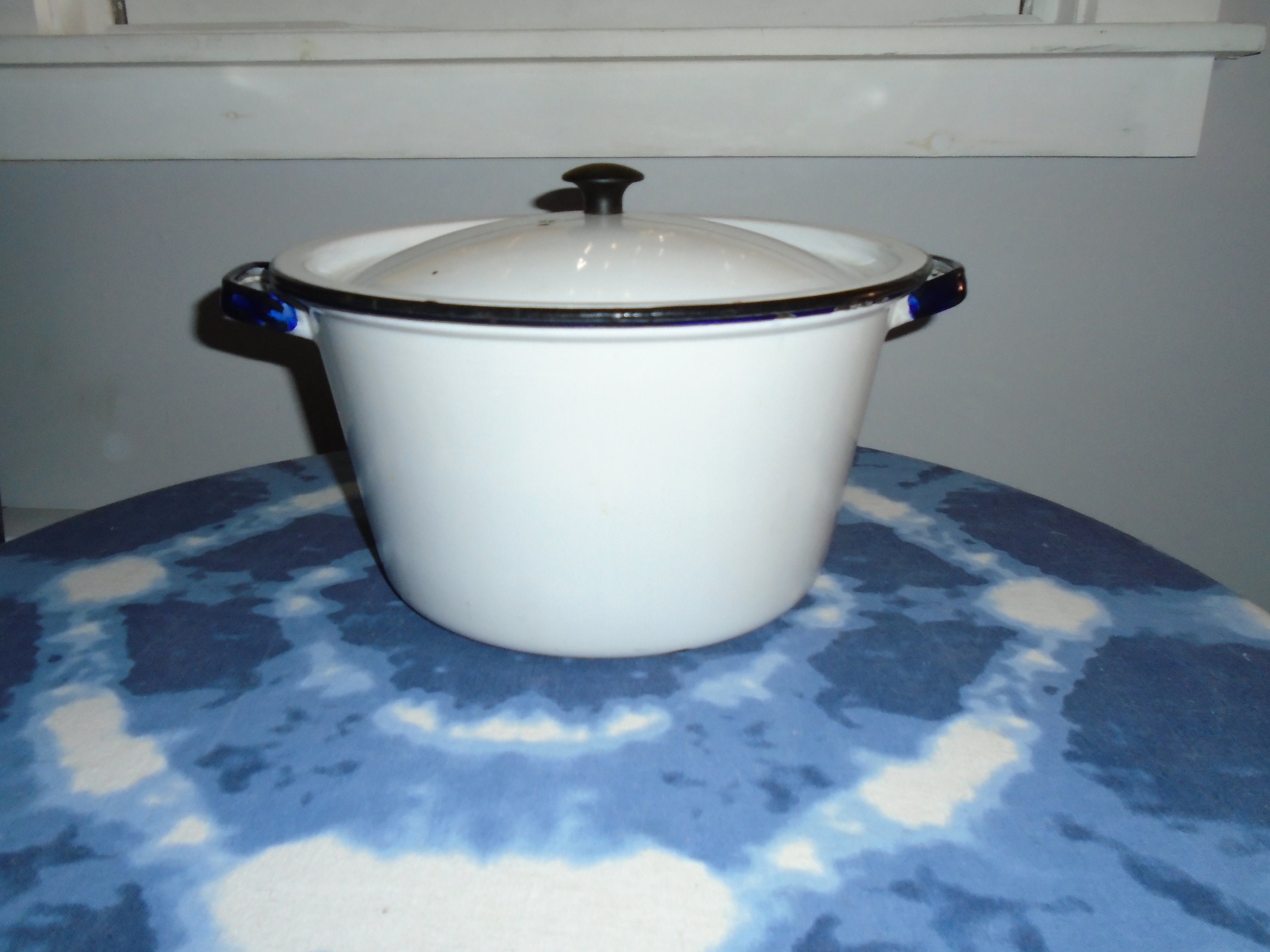 Vintage Enamelware Stock Pot With Lid Farmhouse Kitchen Decor | Etsy