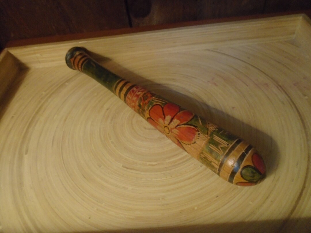 Vintage Mexican Hand Carved Wood Painted Pinata Bat Stick - Etsy